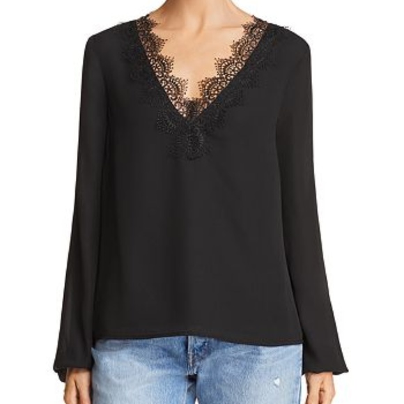 Wayf | Tops | Wayf Lace Trim Vneck Blouse | Poshmark
